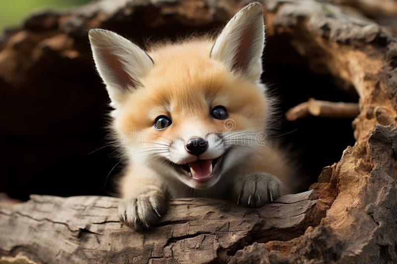 Adorable Red Fox with a Surprise Expression and a Big Smile Looking ...