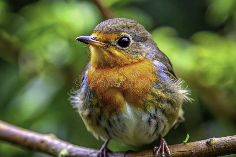 Adorable Redbreast Robin Chick Charming Spring Illustration for ...