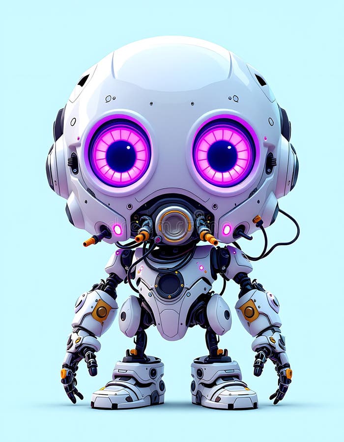 Adorable Retro Robot: Whimsical 3D Render with Distressed Paint Stock ...