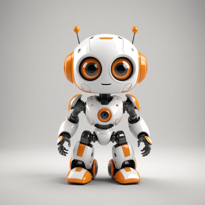Adorable Robot Companion Playful Orange and White Design Stock ...