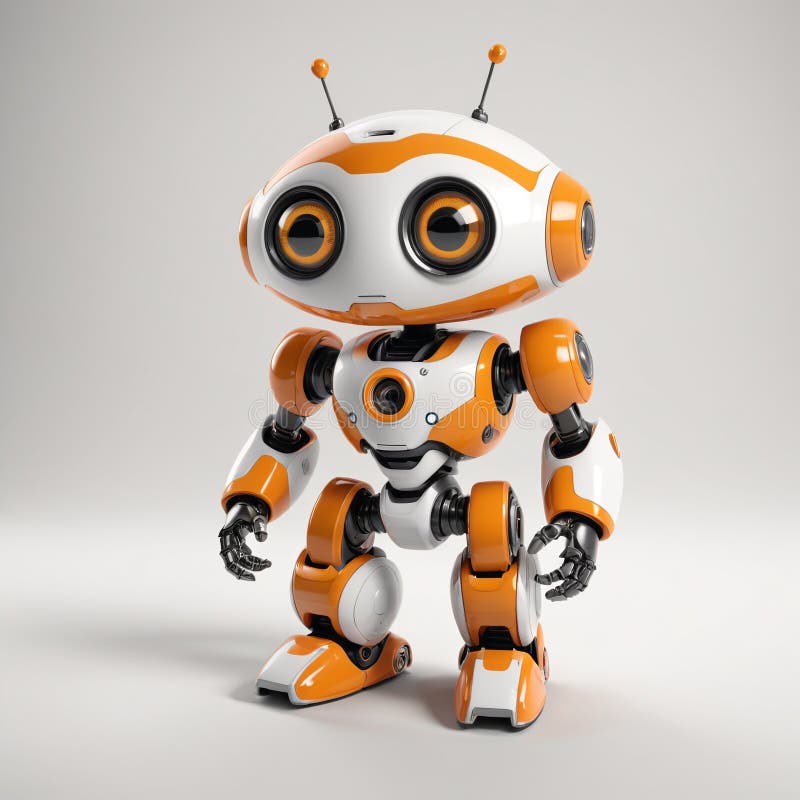 Adorable Robot Companion Playful Orange and White Design Stock ...
