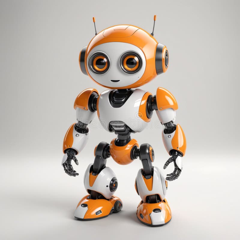 Adorable Robot Companion Playful Orange and White Design Stock ...