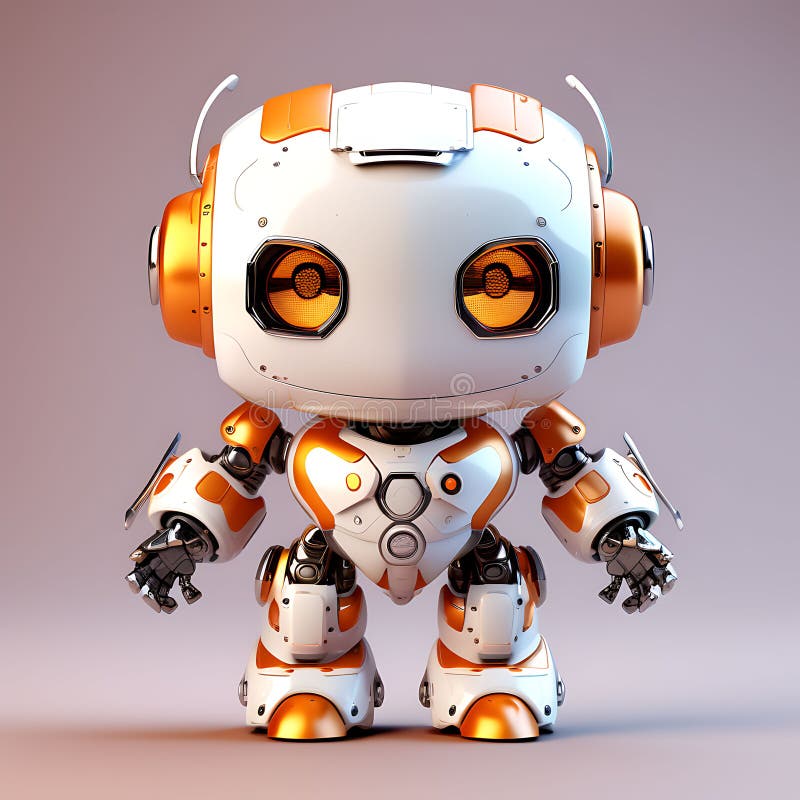 Adorable Robot: 3D Render of a Cute Robot Isolated Against a Solid ...