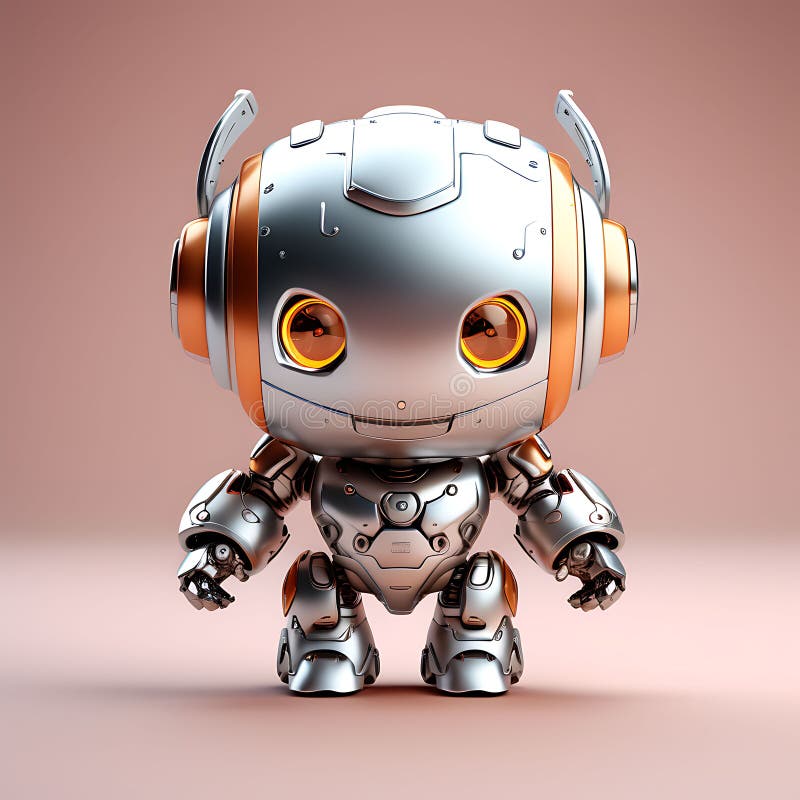 Adorable Robot: 3D Render of a Cute Robot Isolated Against a Solid ...