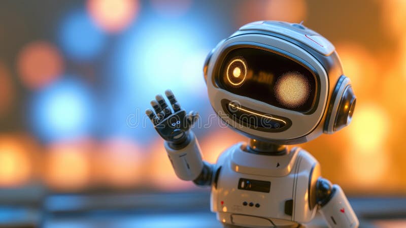 Adorable Robot Grinning and Extending a Friendly Wave, Ai Generated ...