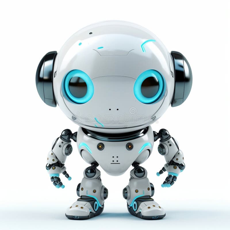 Adorable Robot on White Background. AI Stock Illustration ...