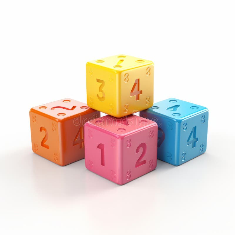 Adorable Rubber Number Cubes: 3d Illustration of 4 Isolated on White ...