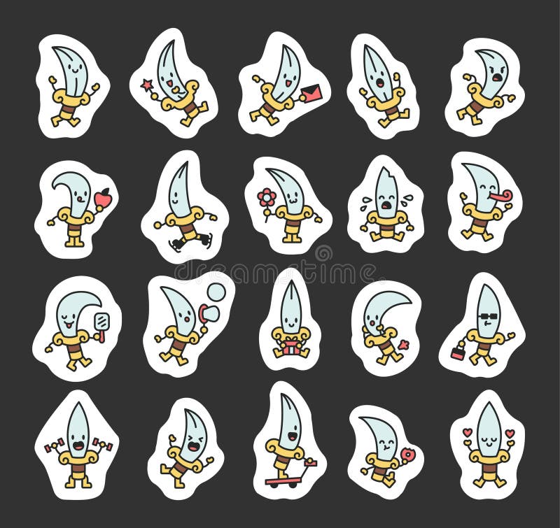 Adorable Set of Dagger Knife Characters Stock Vector - Illustration of ...