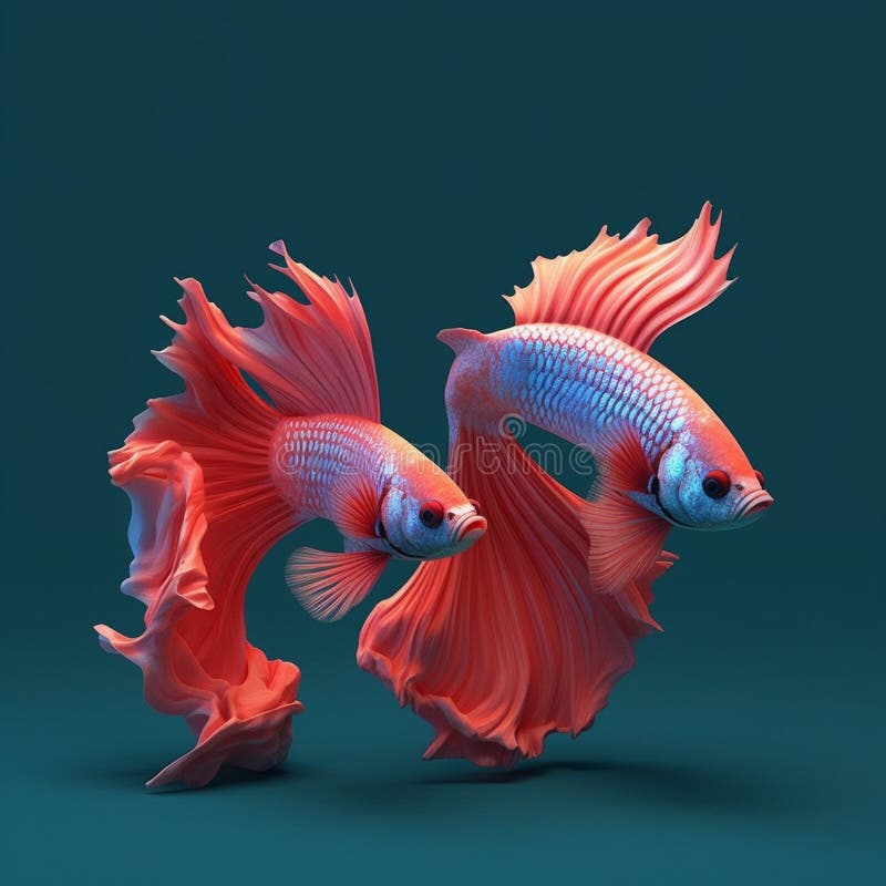 Adorable Siamese Fighting Fish Animation Stock Illustration ...