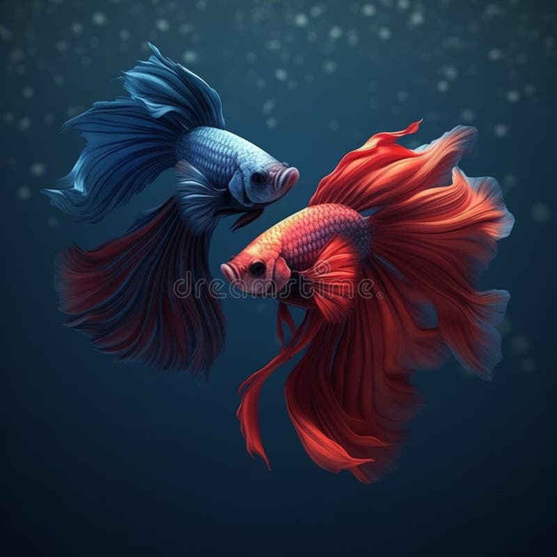 Adorable Siamese Fighting Fish Animation Stock Illustration ...