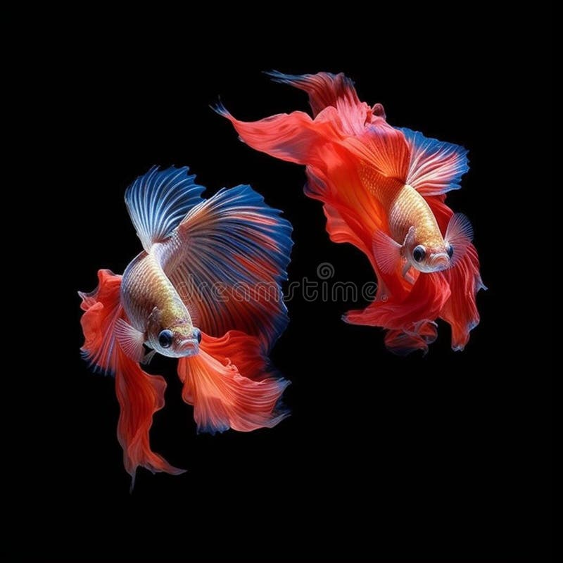 Adorable Siamese Fighting Fish Animation Stock Illustration ...