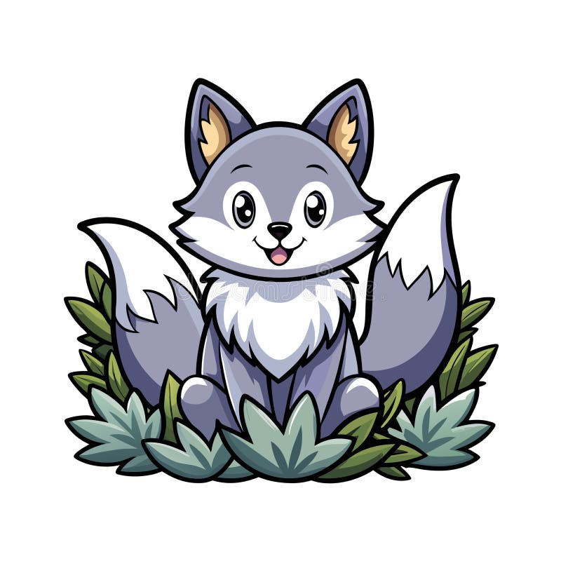 Adorable Silver Fox Cartoon Character Stock Vector - Illustration of ...
