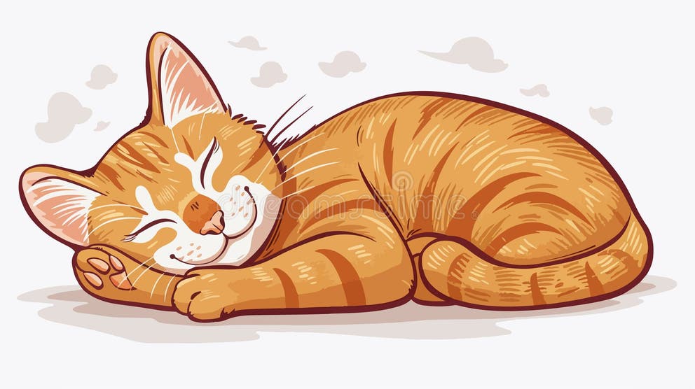 Adorable Sleeping Doodle Cat Vector Illustration for Design Projects ...