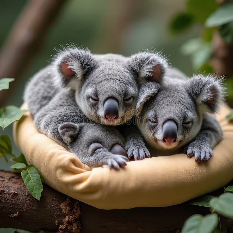 Adorable Sleeping Koalas in a Cozy Environment Stock Image - Image of ...