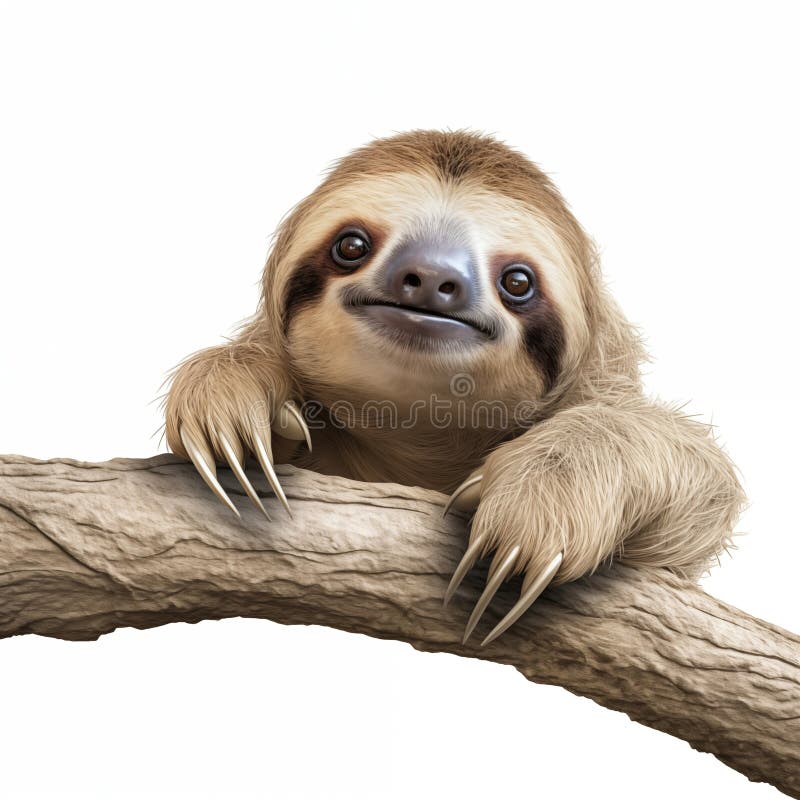 Adorable Sloth Hanging on Tree Branch with Claws Visible Stock ...