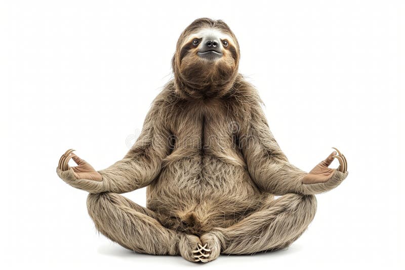 Adorable Sloth Meditating Ai Photo Stock Illustration - Illustration of ...