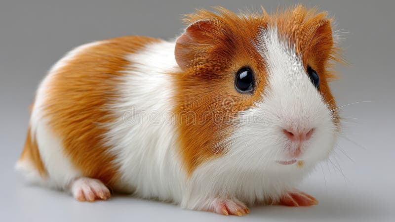 Adorable Small Guinea Pig on Minimalist Gray Backdrop, Studio Portrait ...