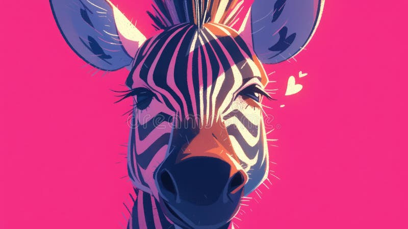Adorable Smiling Cartoon Zebra on Vibrant Magenta Background Stock ...