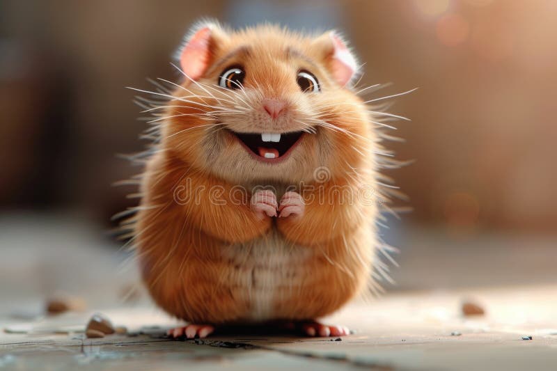 Adorable Smiling Hamster Close-Up in Natural Light with Bokeh ...