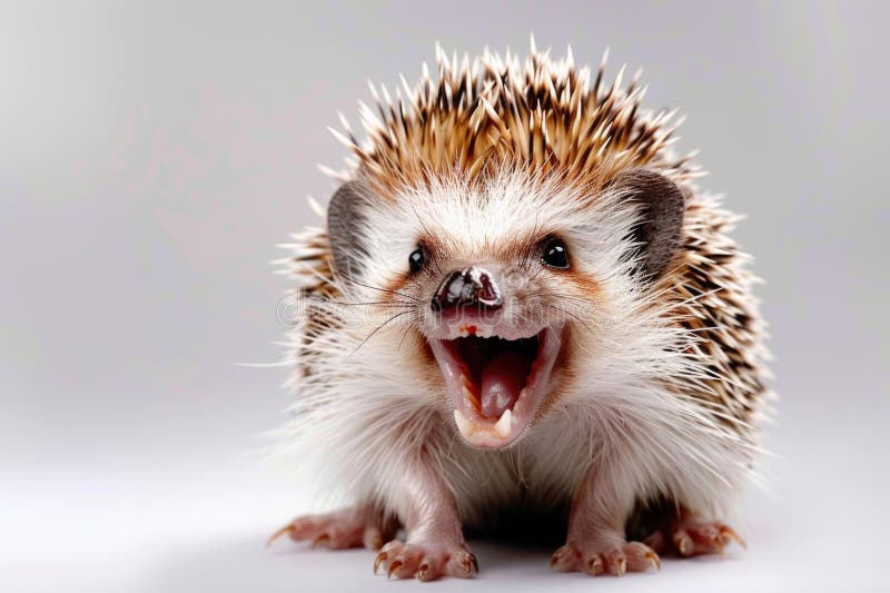 Adorable Smiling Hedgehog on White Background Stock Photo - Image of ...