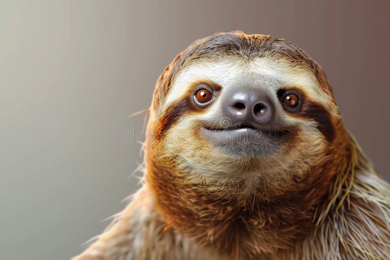 Adorable Smiling Sloth with Bright Eyes and Messy Fur on Orange ...