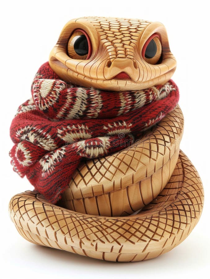 Adorable Snake in Red Scarf, Happy New Year 2025 Stock Image - Image of ...