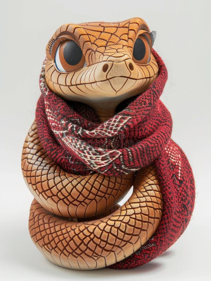 Adorable Snake in Red Scarf, Happy New Year 2025 Stock Photo - Image of ...