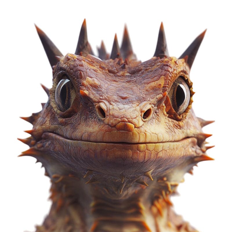 Adorable Spiky Lizard Portrait on Transparent Background Stock ...