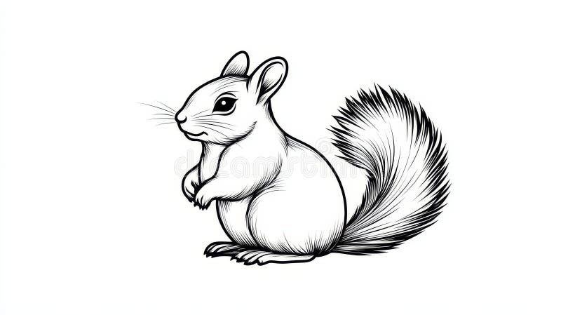 Adorable Squirrel in Outline Style a Charming Illustration for Coloring ...