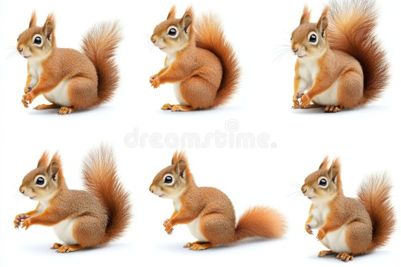 An Adorable Squirrel Posing in Various Adorable Poses on a Transparent ...