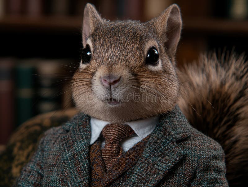 Adorable Squirrel Wearing a Suit and Tie Stock Illustration ...