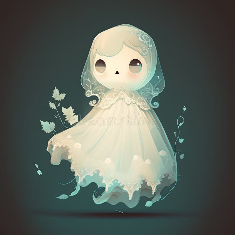 Cute Sheet Ghost, with a White Sheet Draped Over Its Head and a ...