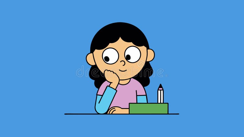 Adorable Student Contemplating Class Task Charming Girl in Thought ...