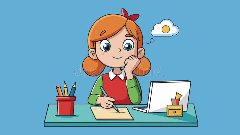 Adorable Student Contemplating Class Task: Charming Girl in Thought ...