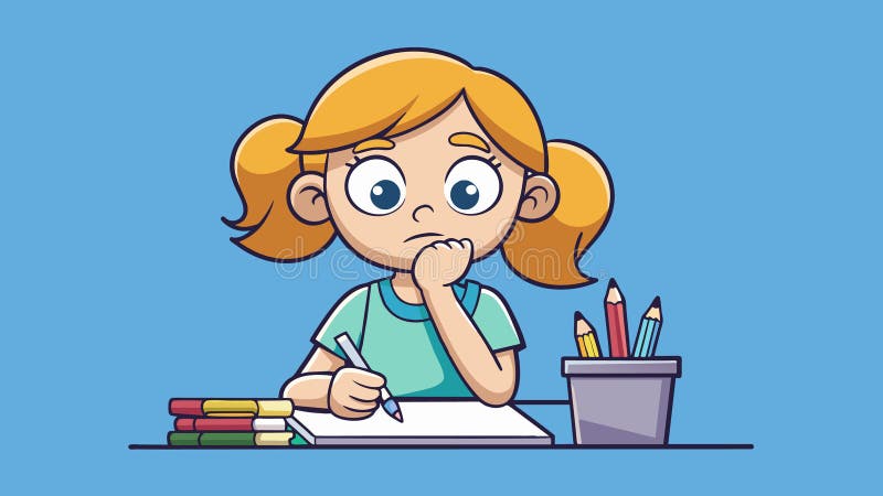 Adorable Student Contemplating Class Task: Charming Girl in Thought ...