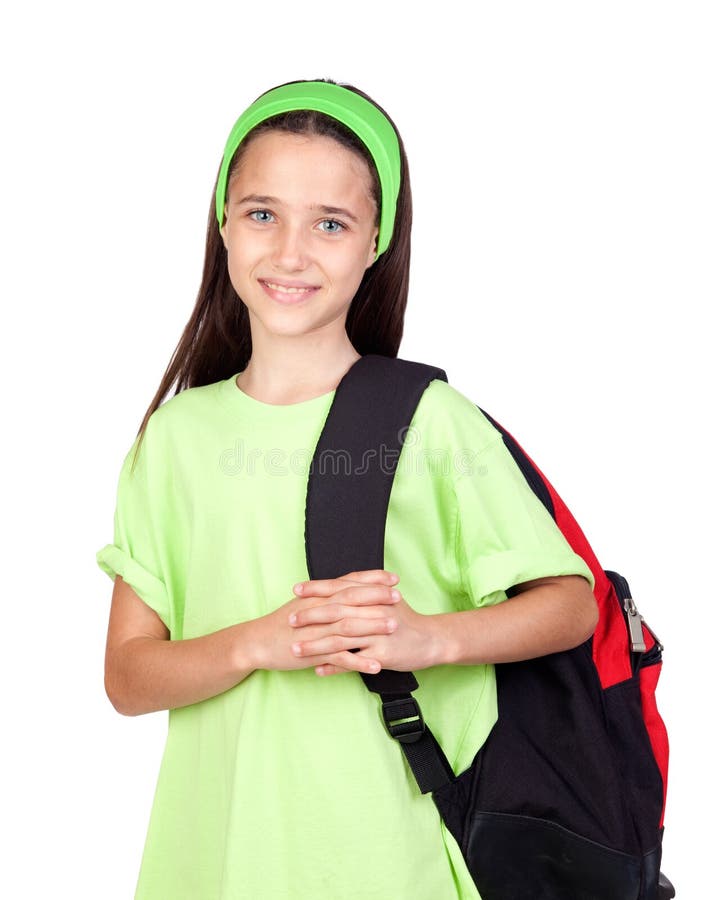 Adorable Student Girl with Blue Eyes Stock Image - Image of front ...