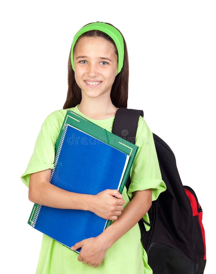 Adorable Student Girl with Blue Eyes Stock Image - Image of front ...