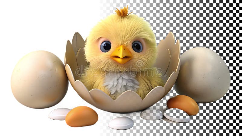 Cute Stylized Baby Chick Hatching from an Egg Png Transparent Image ...
