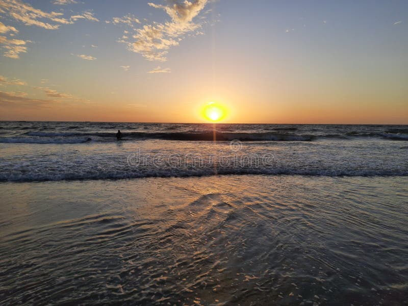 Adorable Sunset on the Beach. Stock Image - Image of morning, sunlight ...