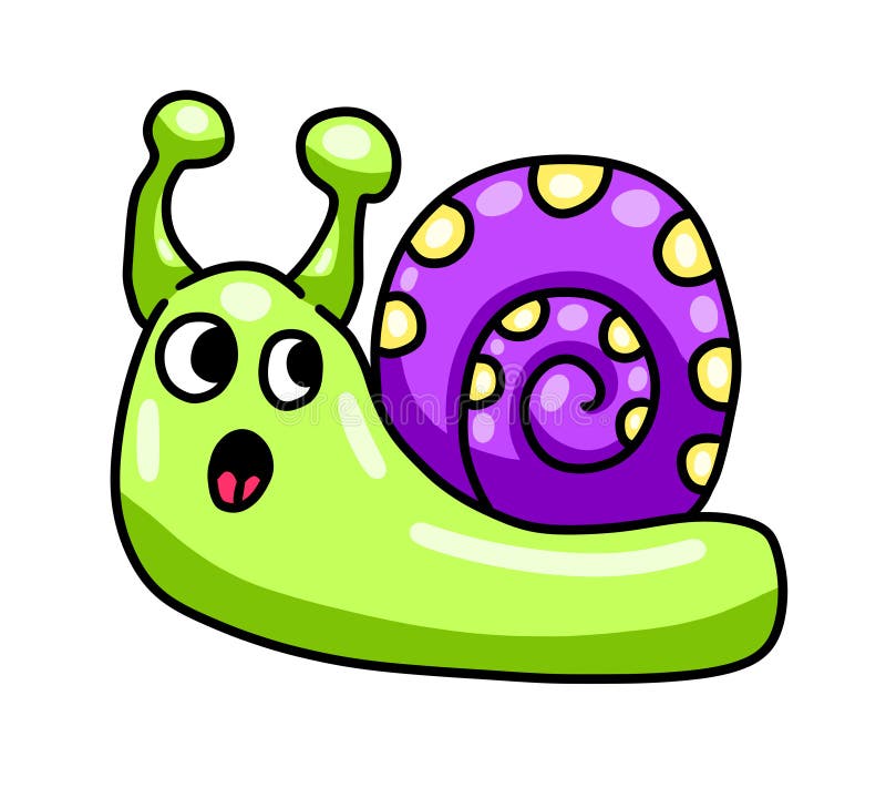 A Adorable Surprised Green Snail Stock Illustration - Illustration of ...