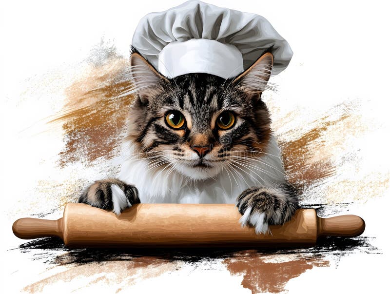 Adorable Tabby Cat Baker in Chef S Hat Stock Photo - Image of earthy ...