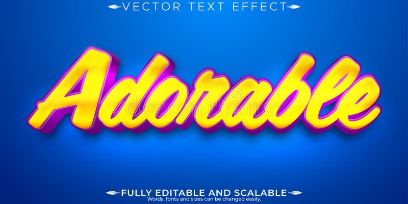 Adorable Text Effect, Editable Cartoon and Love Text Style Stock Vector ...