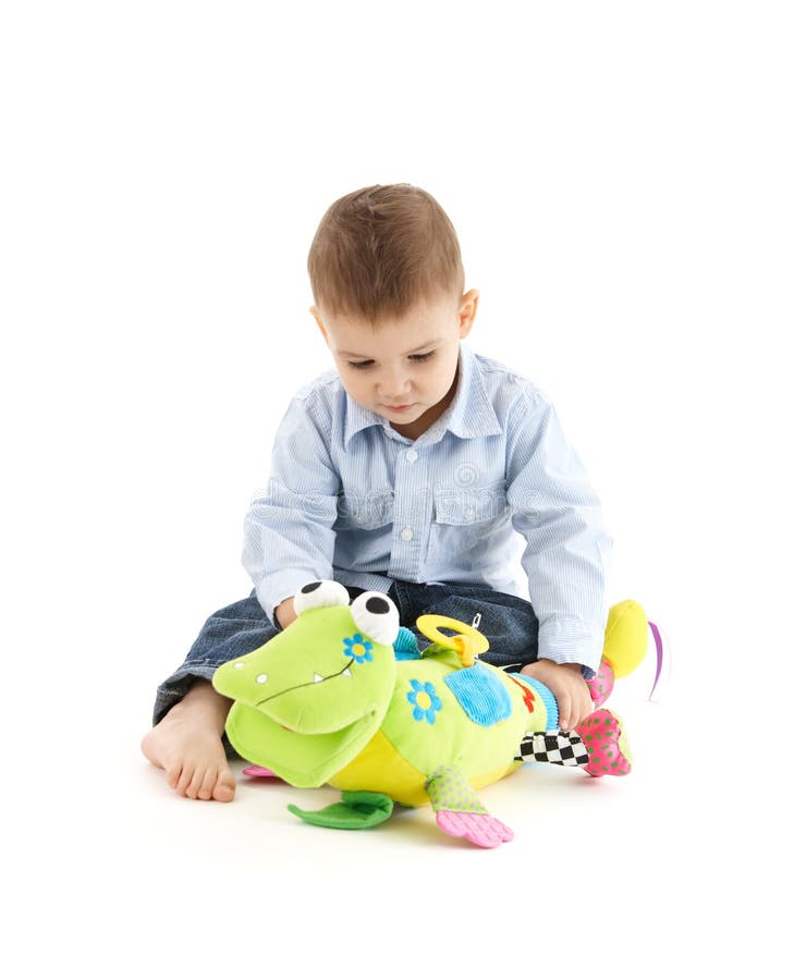 Adorable Toddler with Cute Soft Toy Stock Image - Image of adorable ...