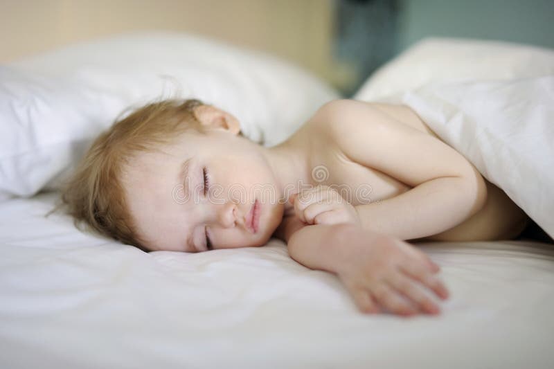 Adorable Toddler Girl Sleeping Stock Image - Image of face, hands: 14253287