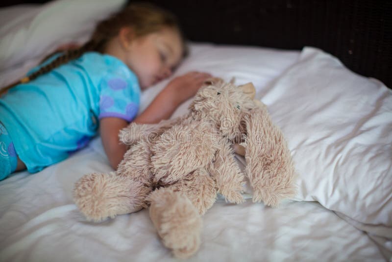 Adorable Toddler Taking a Nap Stock Photo - Image of animal, girl: 31337140