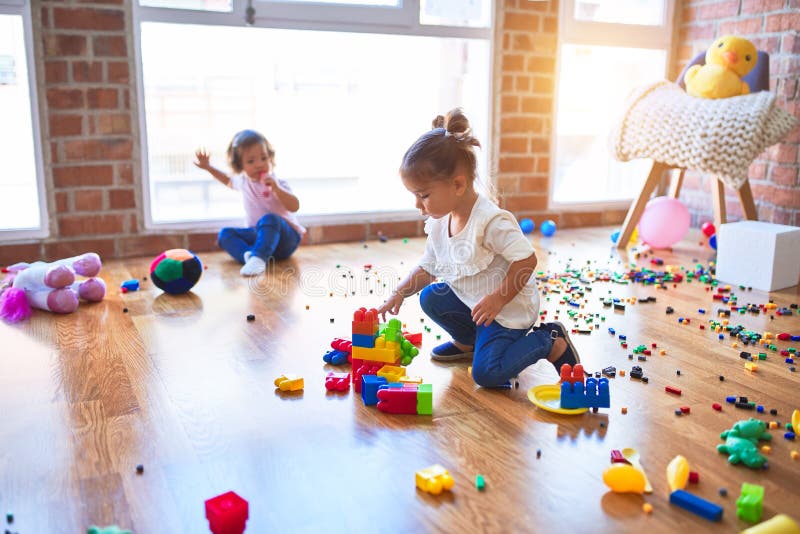 Adorable Toddlers Playing at Kindergarten Stock Image - Image of happy ...