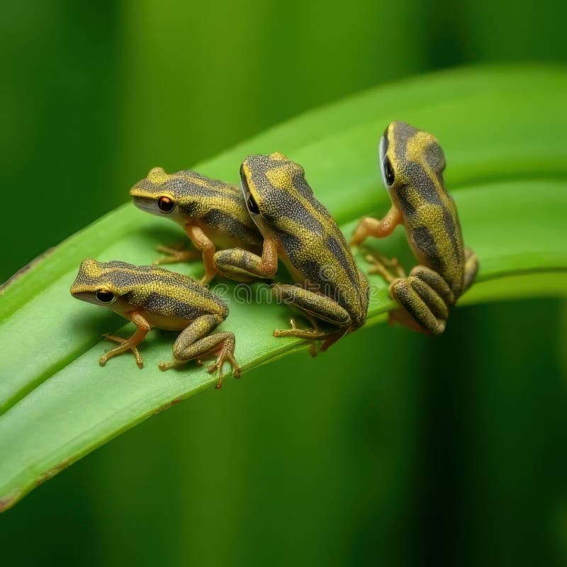 Adorable Tree Frog Climbing on Leaves Stock Photo - Image of closeup ...