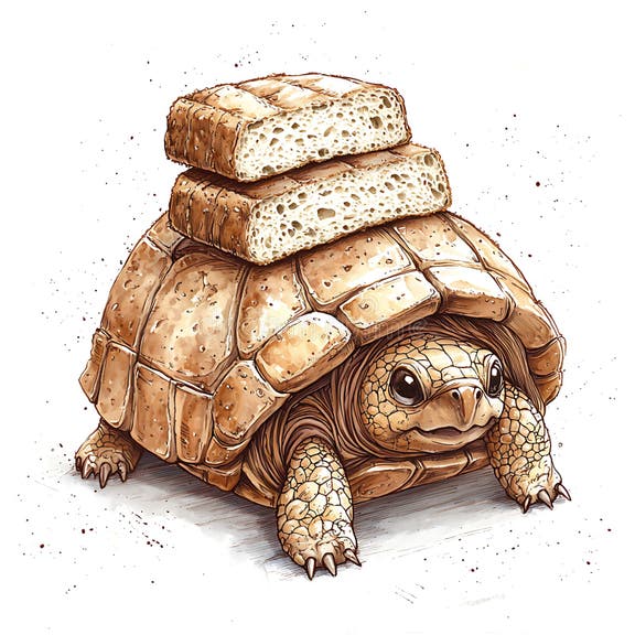 Adorable Turtle with Bread Slice Illustration Stock Illustration ...