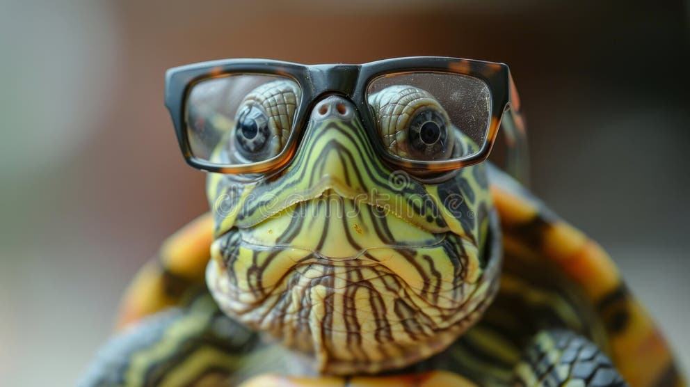 Adorable Turtle with Glasses Posing in Studio Setting. Stock ...