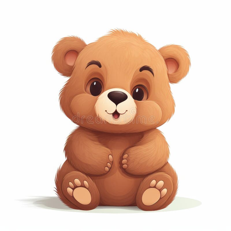 Adorable Vector Illustration of a Cute Bear Sitting, Isolated on White ...